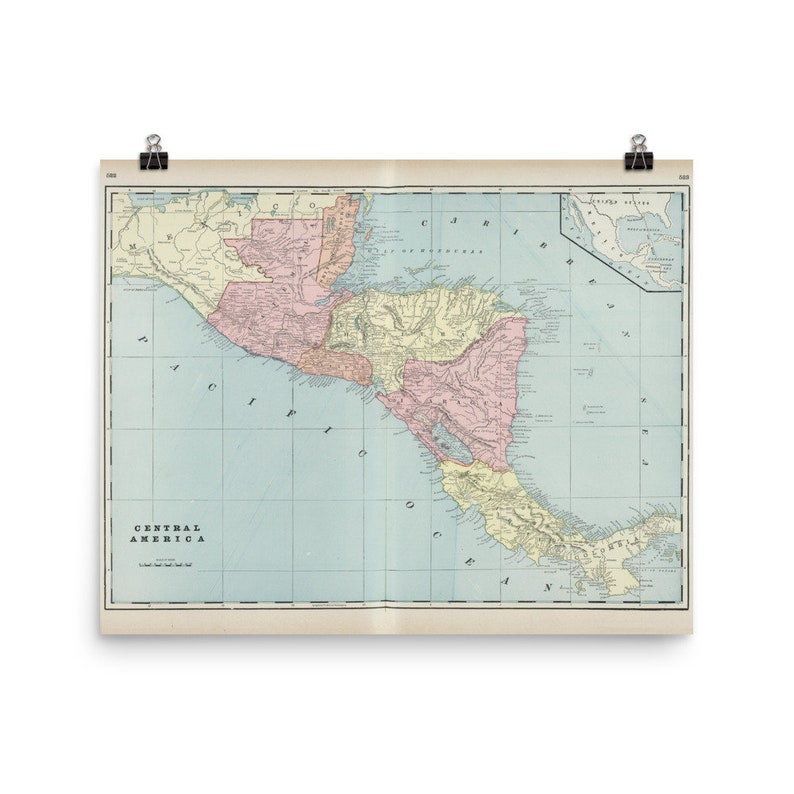 Old Central America Map 1901 Vintage Latin America Atlas | Etsy