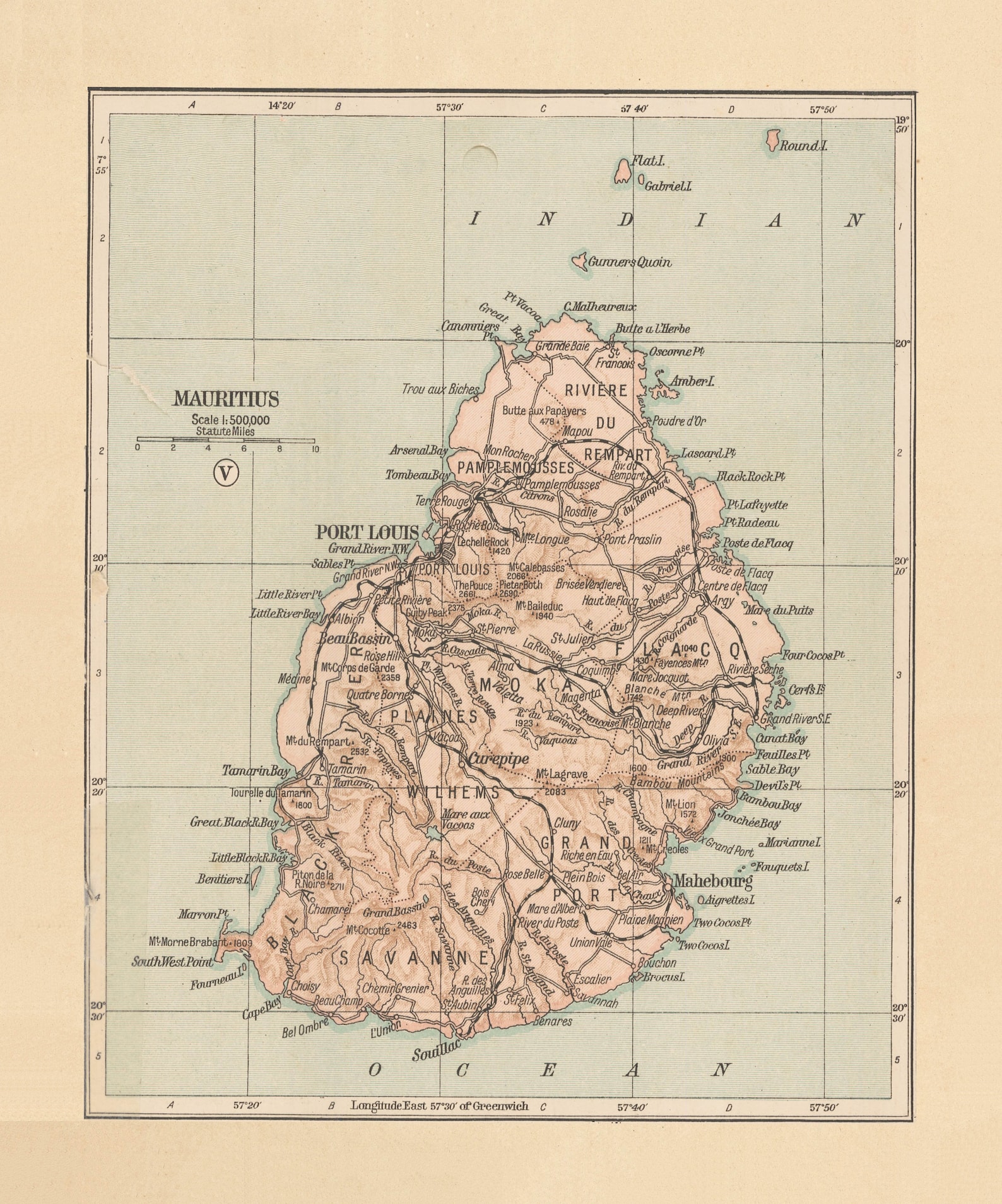 Old Mauritius Map (1919) Vintage Indian Ocean Island Atlas Digital ...