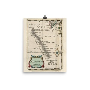 Old Maldives Map (1705) Vintage Maldivian Islands Atlas Poster - Etsy