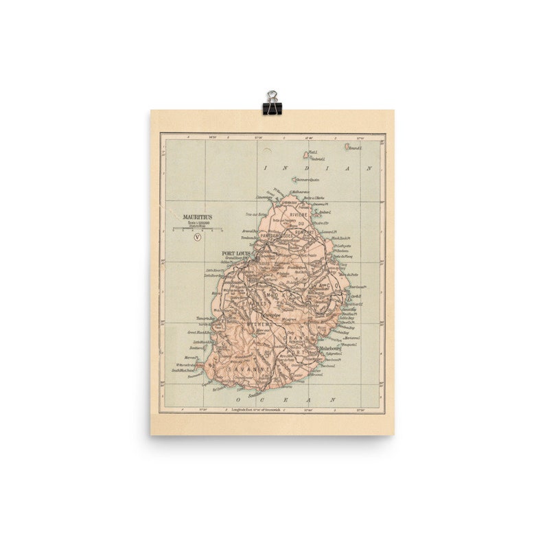 Old Mauritius Map (1919) Vintage Indian Ocean Island Atlas Poster - Etsy
