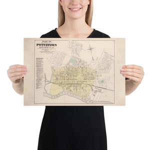 Old Pottstown PA Map (1871) Vintage Pennsylvania Borough & Street Atlas ...