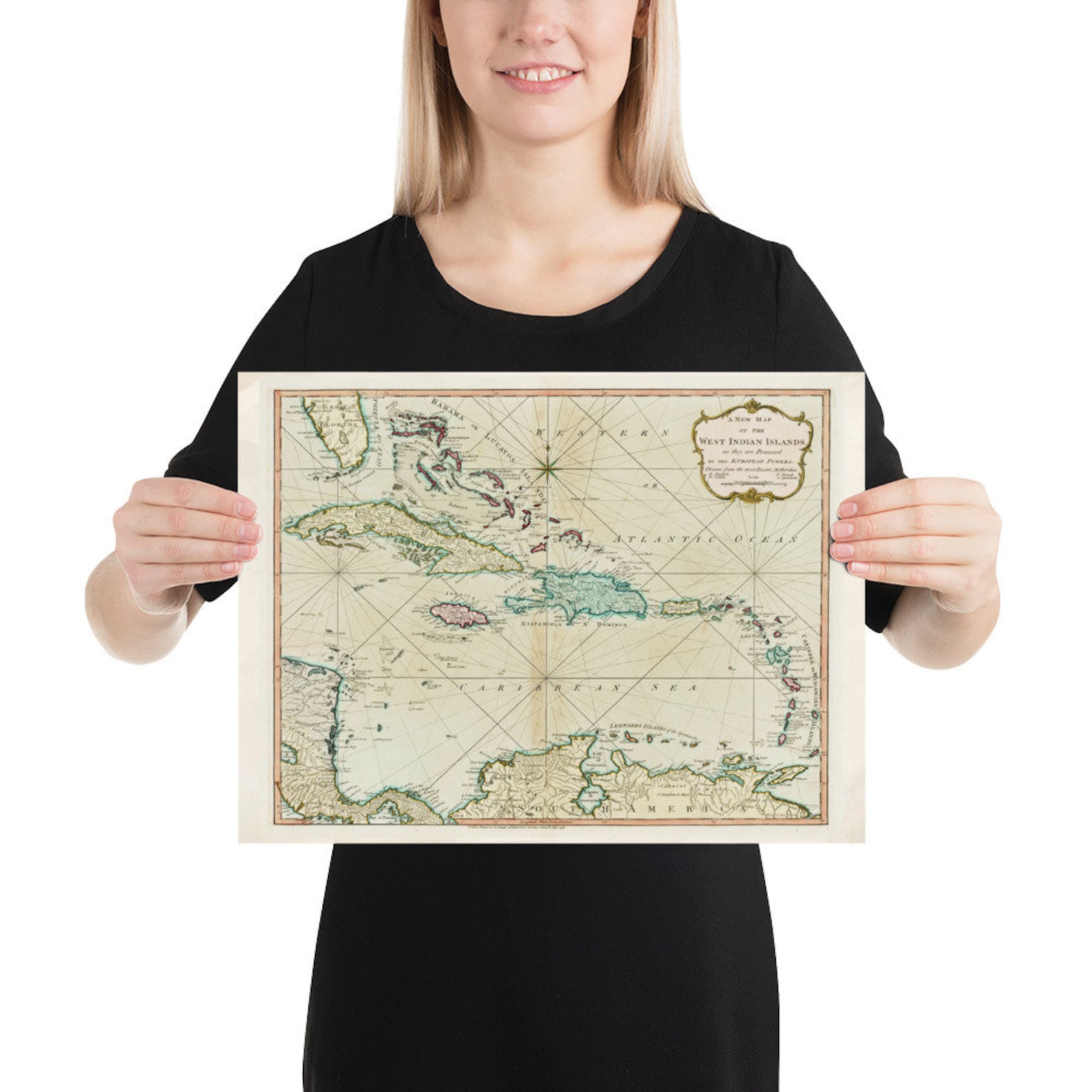 Old Caribbean Islands Map (1795) Vintage West Indies Nautical Chart ...