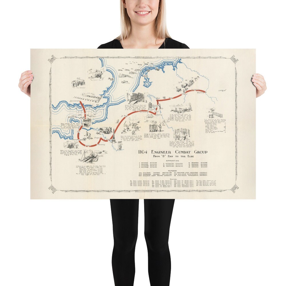 Old WWII 1104 Engineer Combat Group Route 1945 Vintage D-day - Etsy