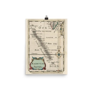Old Maldives Map (1705) Vintage Maldivian Islands Atlas Poster - Etsy