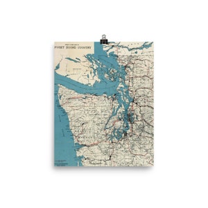 Vintage Puget Sound Map (1919) Washington State Pacific Ocean Inlet ...