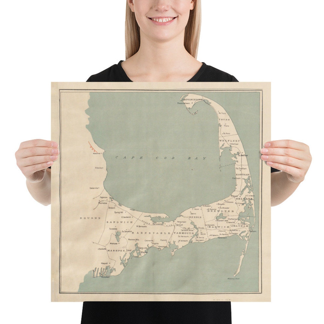 Old Cape Cod Map (1899) Vintage Massachusetts Nautical Atlas Poster - Etsy