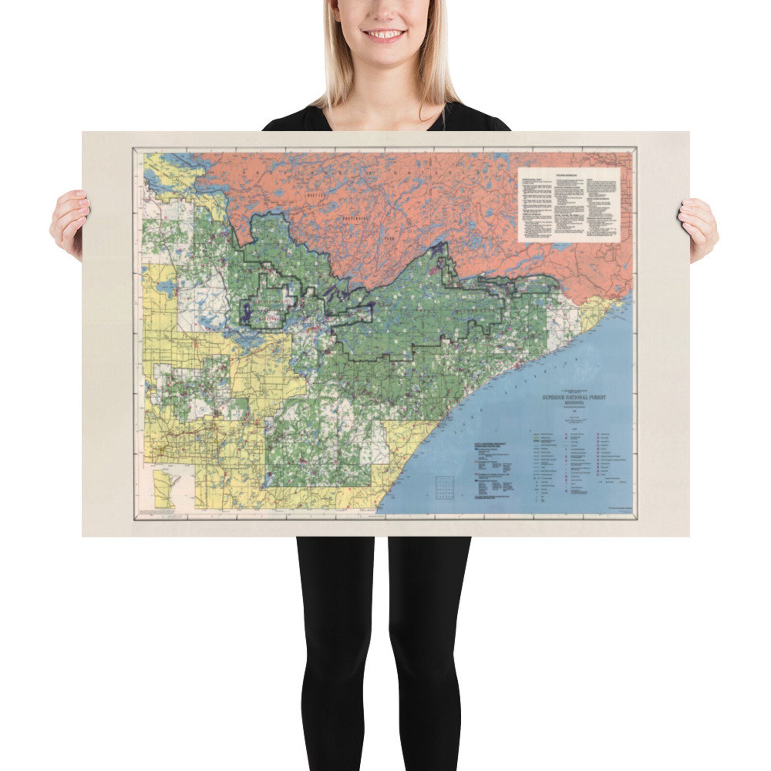 Superior National Forest Map 1994 Minnesota Woodland Reserve - Etsy