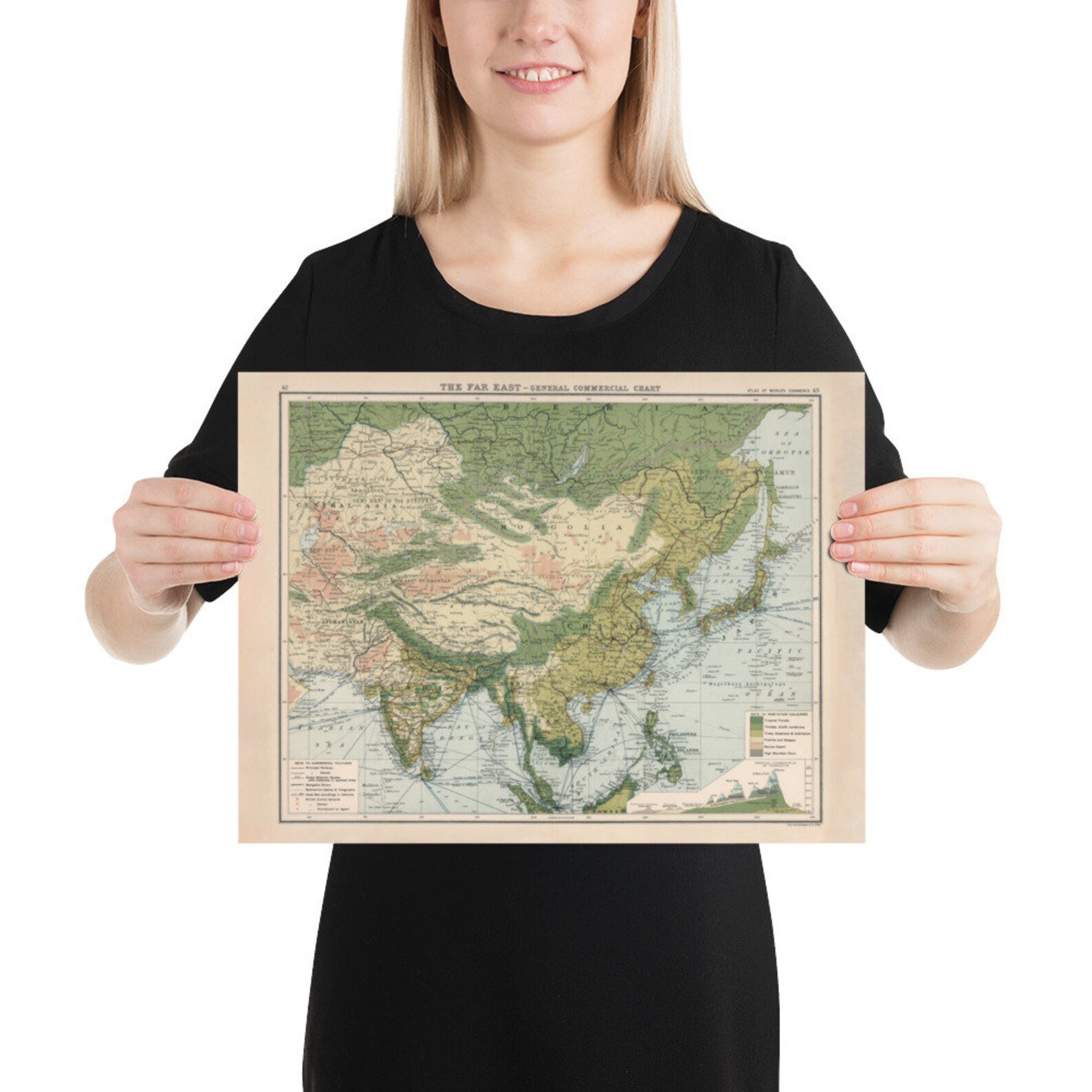 Old Asia Commercial Shipping Routes Map 1907 Vintage Eastern - Etsy