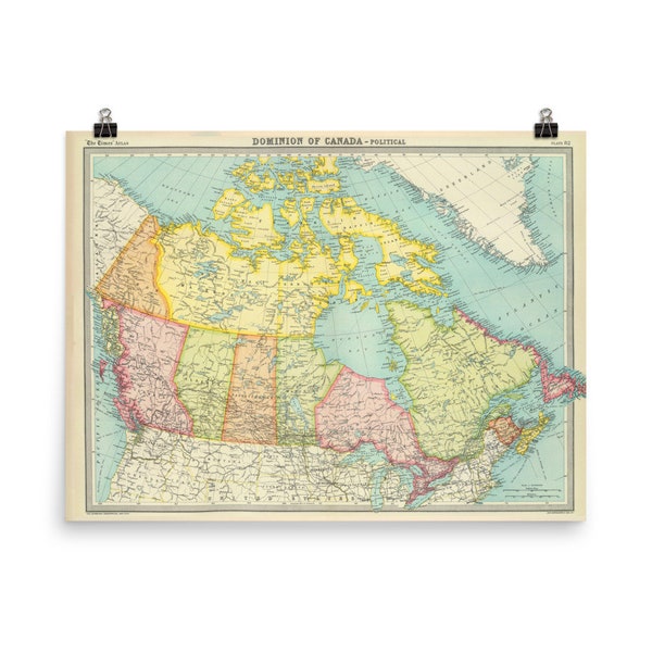 Vintage Canada Map - Etsy
