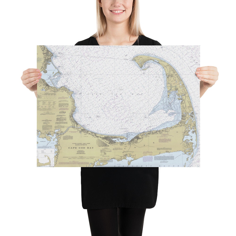 Cape Cod Bay Map 1996 Nautical Massachusetts Coast Chart - Etsy