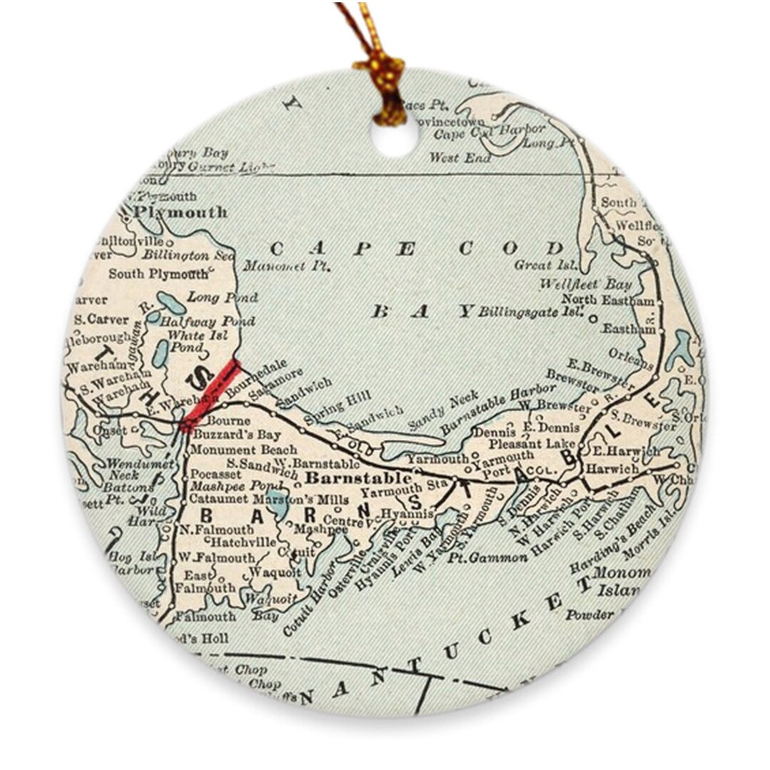 Old Cape Cod Map (1893) Vintage Coastal Massachusetts Atlas Ornaments ...