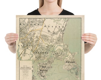 Old East Boston Winthrop & Chelsea MA Map 1896 Vintage - Etsy