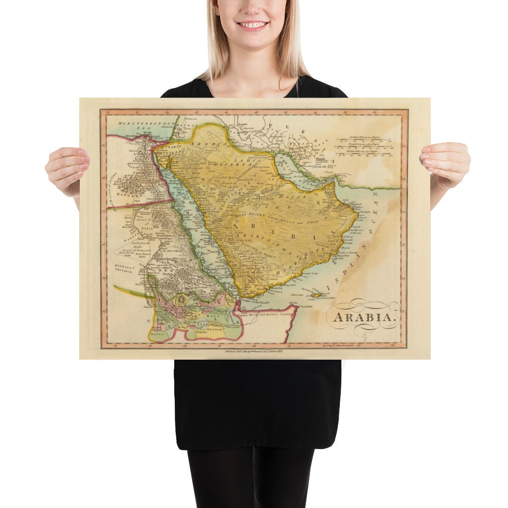 Old Arabian Peninsula Map (1912) Vintage Saudi Arabia Atlas Poster - Etsy