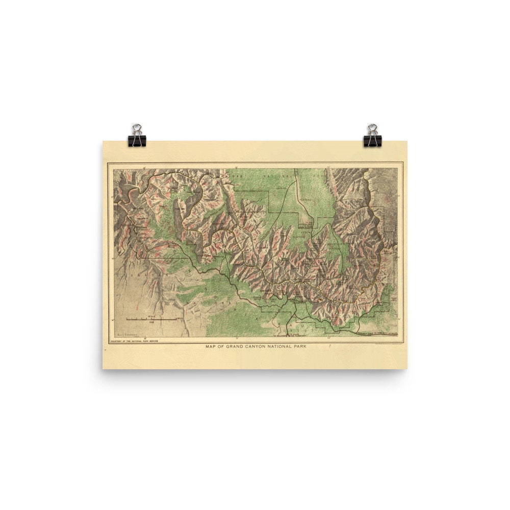 Grand Canyon Topography Map 1926 Old National Park - Etsy