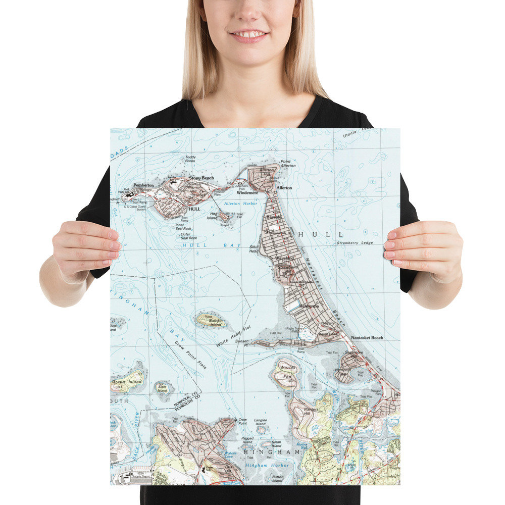 Hull and Nantasket Beach MA Map 1984 Massachusetts Shore - Etsy