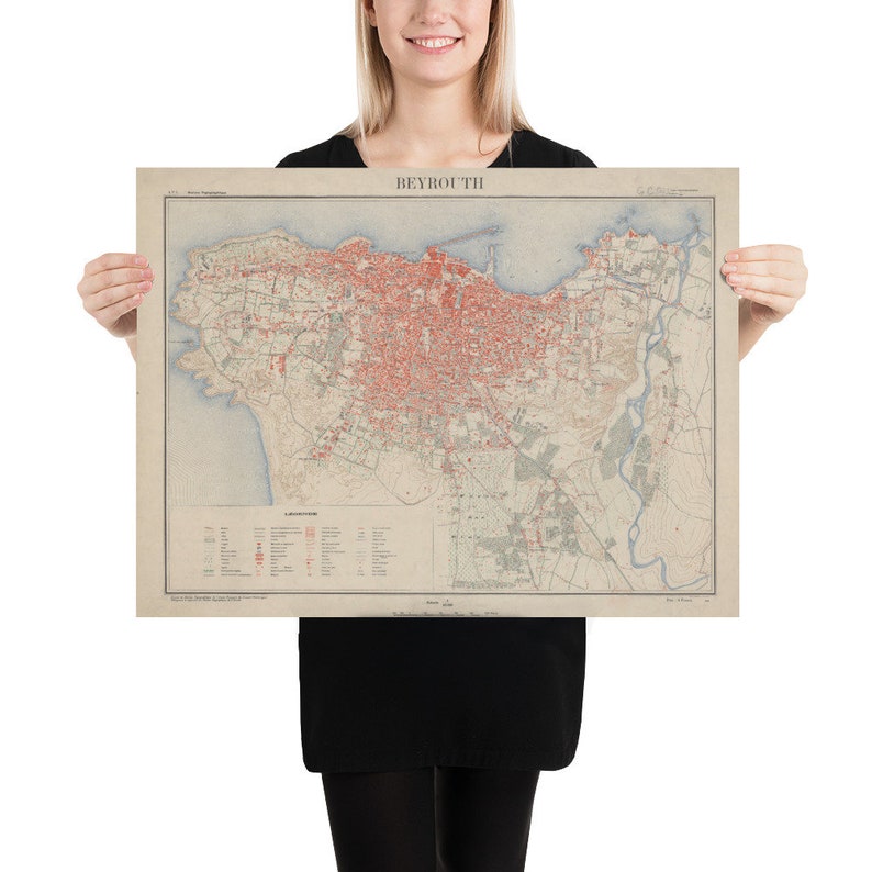 Old Beirut Lebanon Map 1922 Vintage Lebanese City Atlas - Etsy
