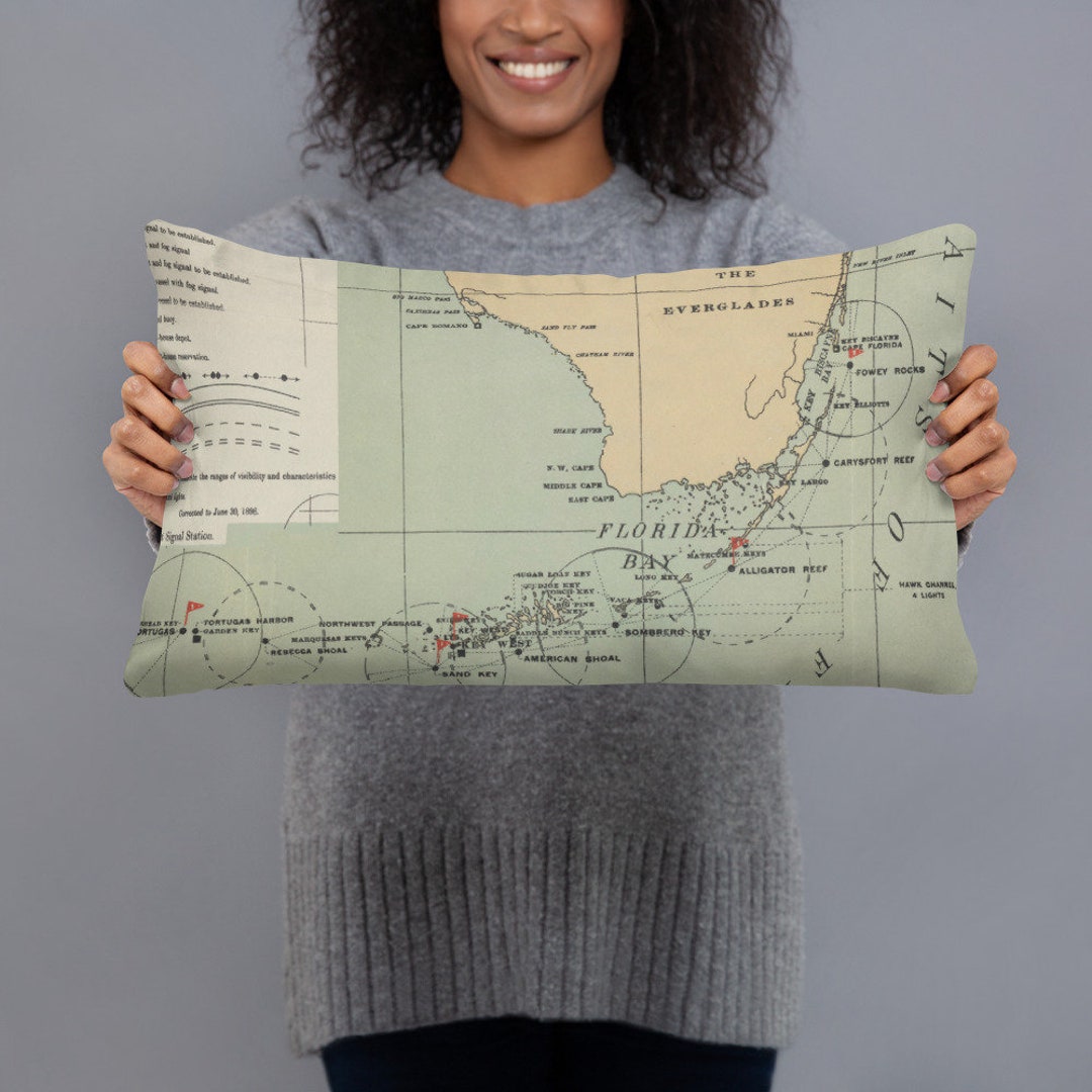 Old Florida Keys Lighthouse Map 1898 FL Nautical & Maritime - Etsy