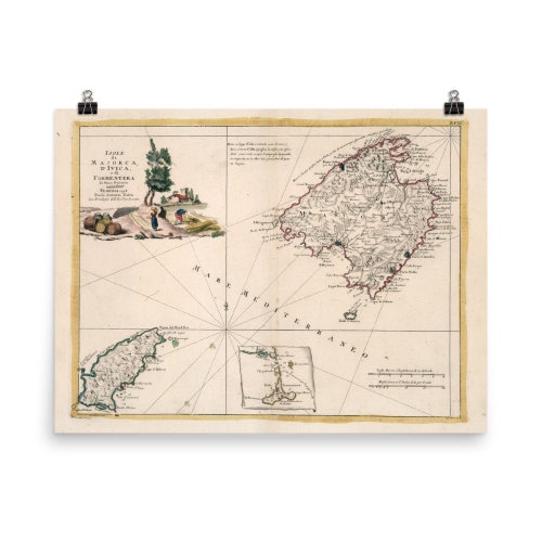 Old Menorca Spain Map 1764 Vintage Minorca and Balearic - Etsy