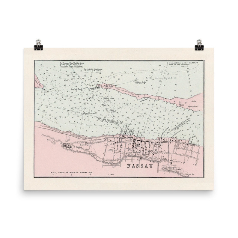 Old Nassau Bahamas Map 1904 Vintage Capital City & Street - Etsy