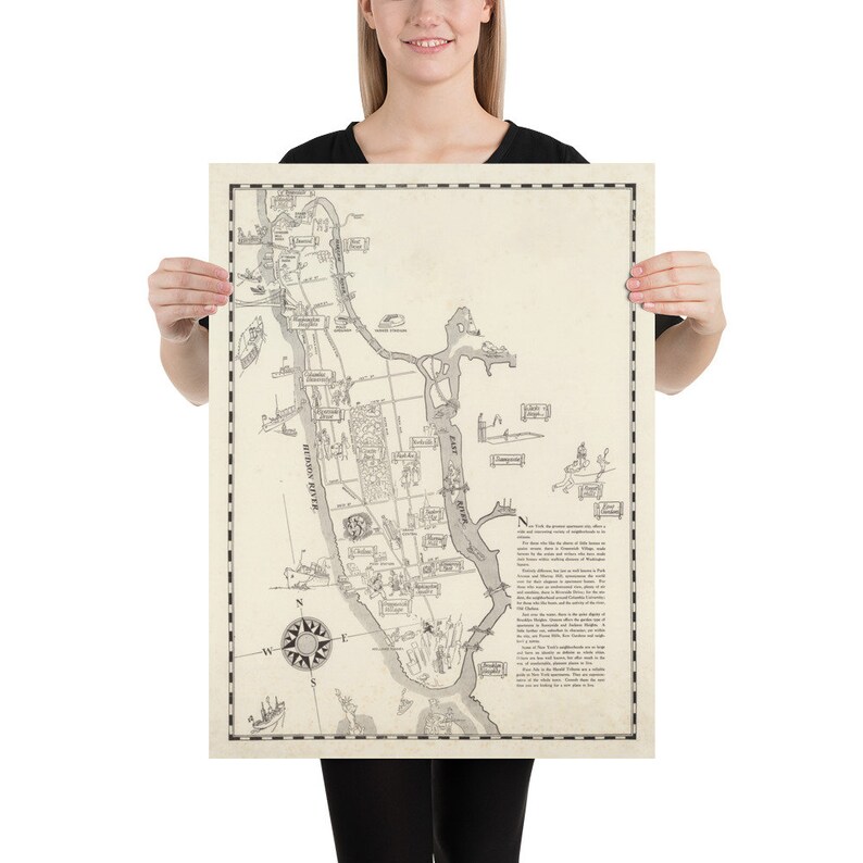 Old New York City Pictorial Map 1925 Vintage Manhattan Atlas - Etsy