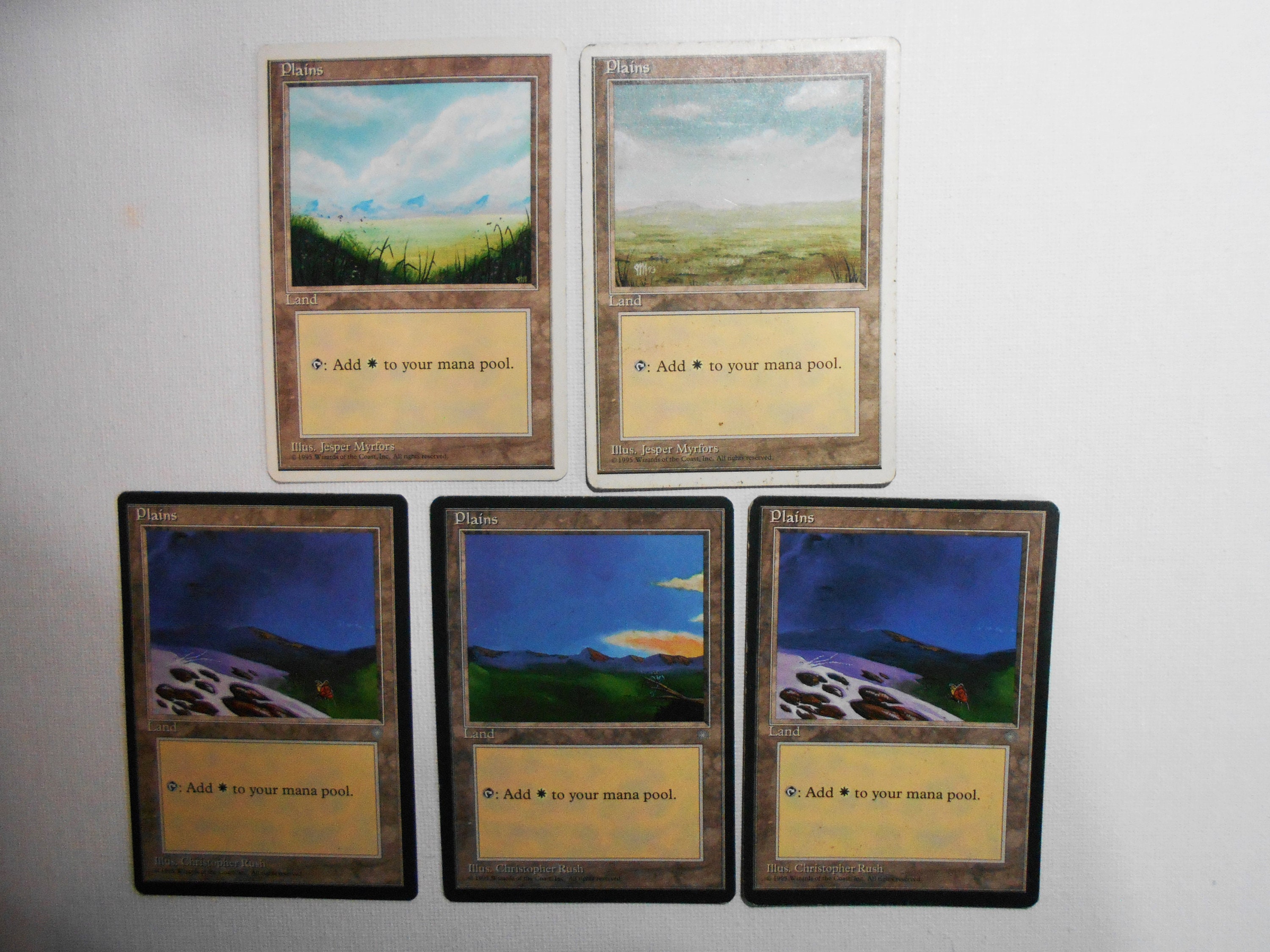 5 Vintage Magic Cards 1995 Magic the Gathering Plains White | Etsy