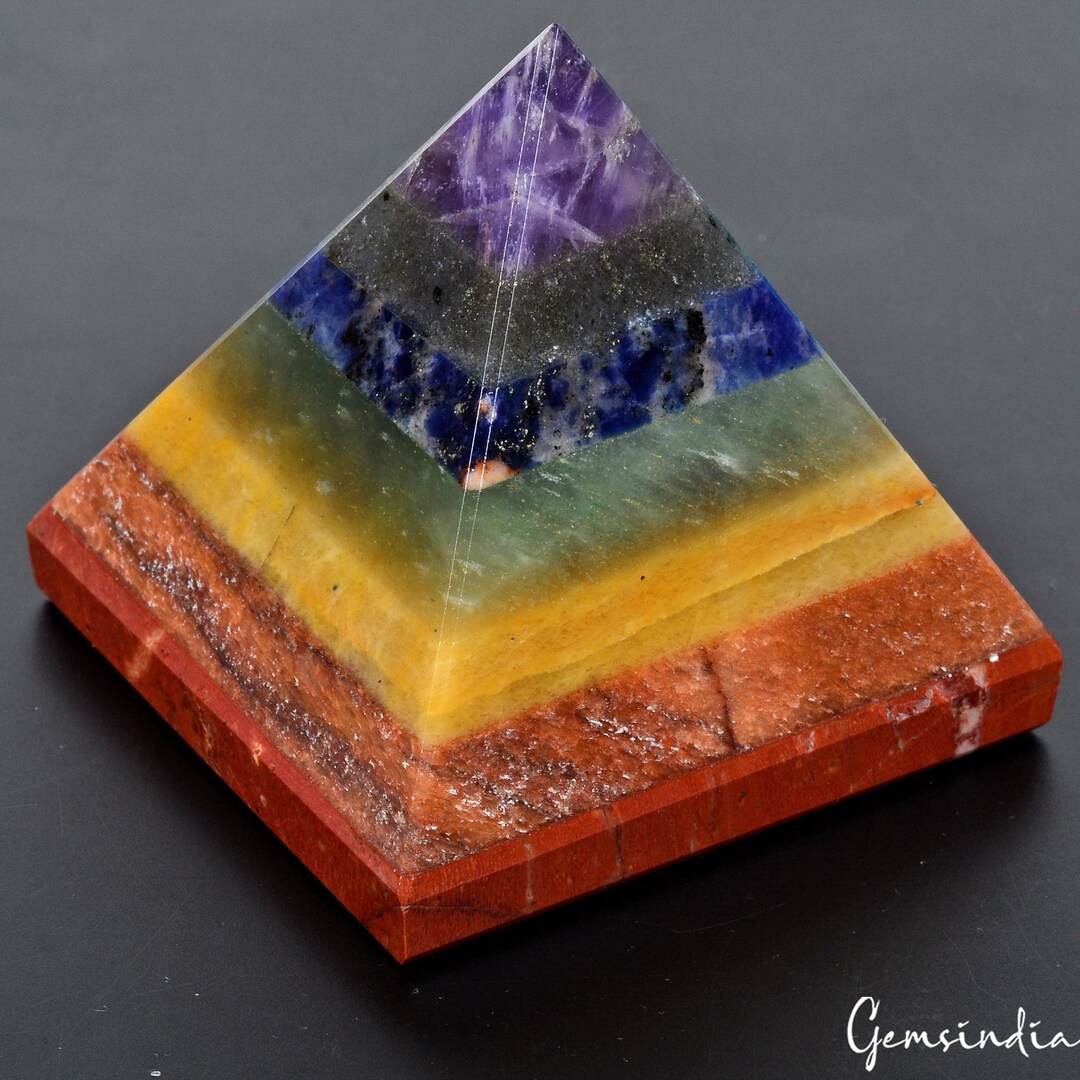 7 Chakra Gemstones Pyramid Crystal Healing Stone for Reiki & Positive ...