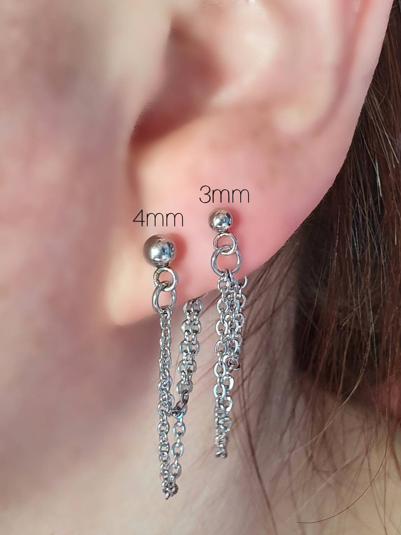 Helix Cartilage Earring. Stainless Steel Trace Chain Single Earring ...
