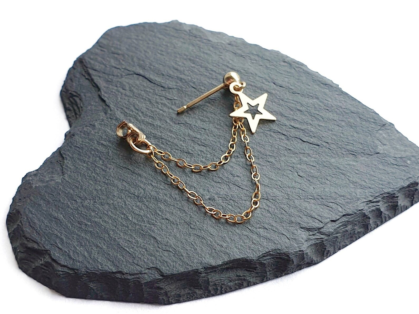 14k Gold Filled Helix Cartilage Hollow Star Earring. Single | Etsy