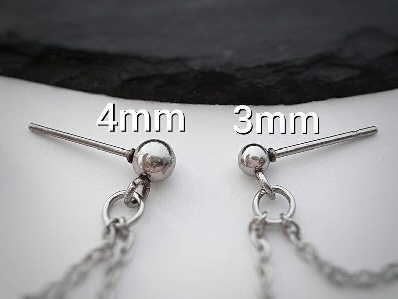 Helix Cartilage to Lobe Stainless Steel Silver Chain Double Piercing ...