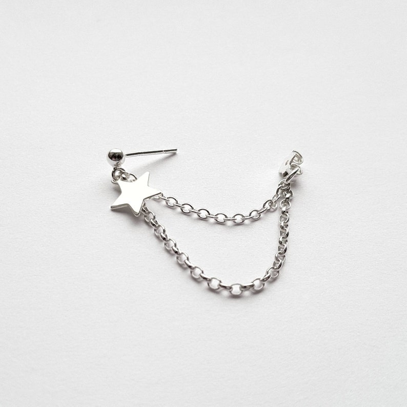 Sterling Silver Helix Cartilage Star Earring. Single Earring. - Etsy