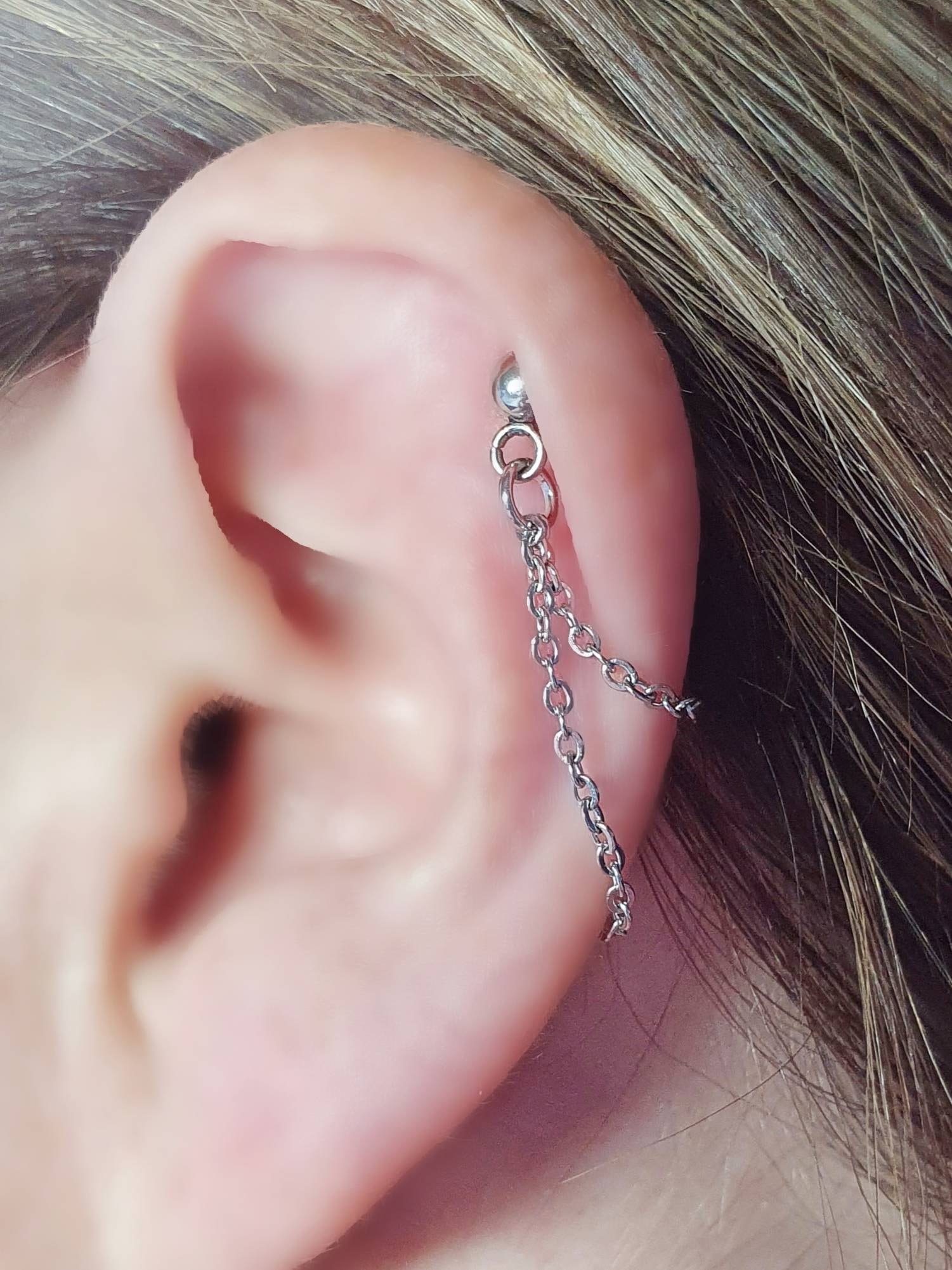Helix Cartilage Earring. Stainless Steel Trace Chain Single Earring ...