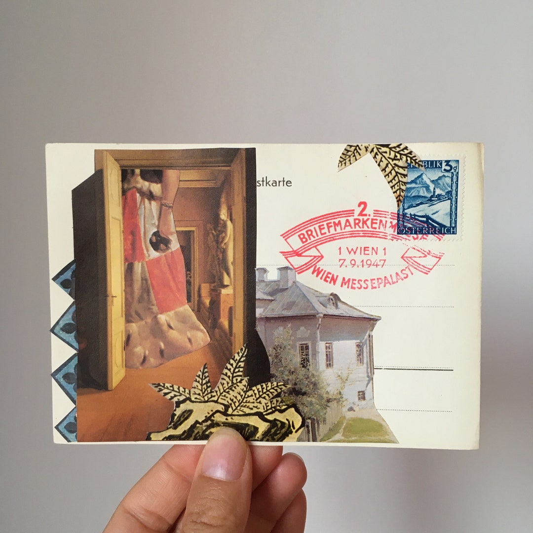 Surreal Collage Art on Vintage Postcards, Various Pieces, 1940s ...