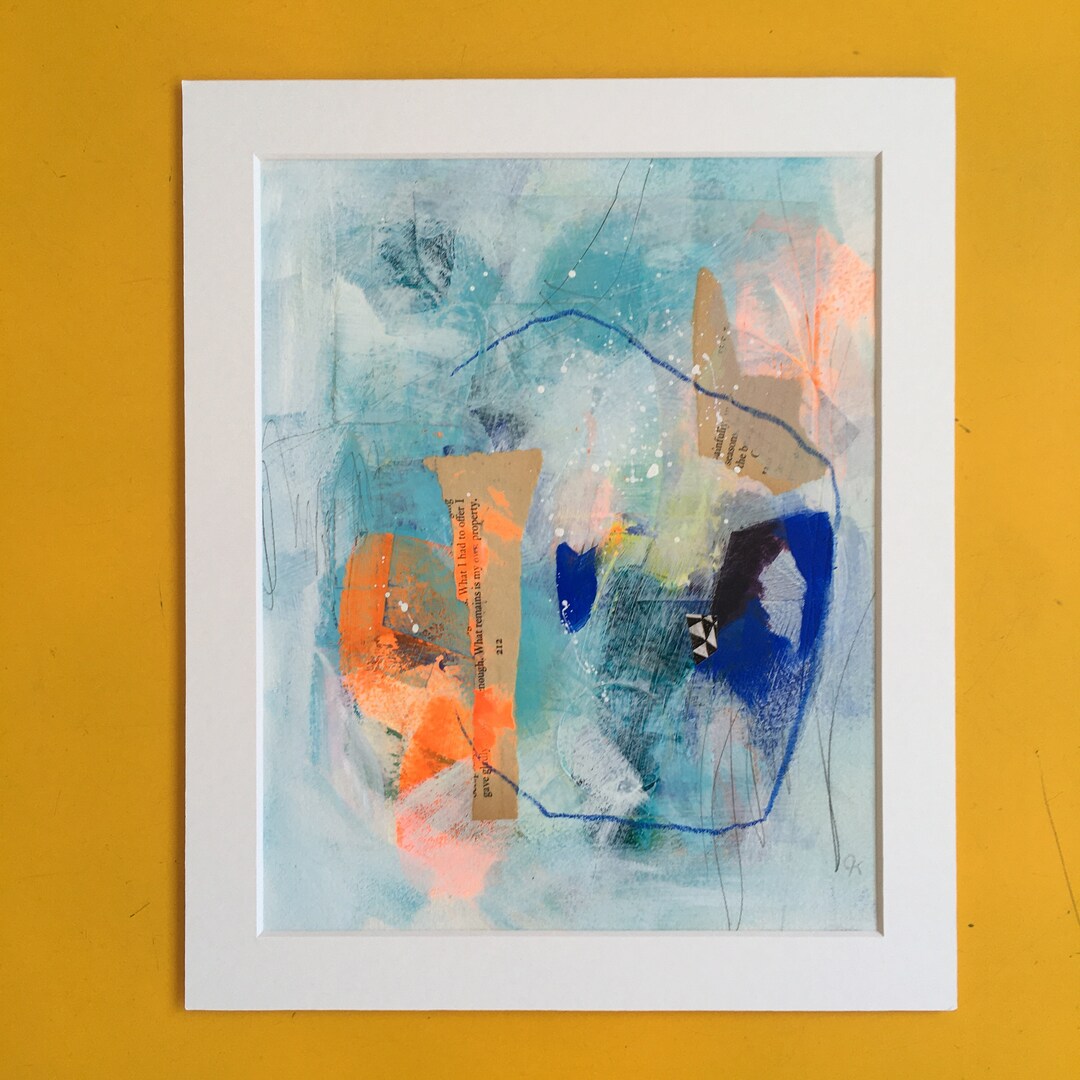 Colorful Abstract Painting: Paper Collage, Acrylic Artwork (10x12 In ...