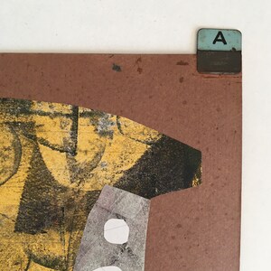 Handmade Collage on Vintage Tab Sheet, Abstract Collage With Floral ...
