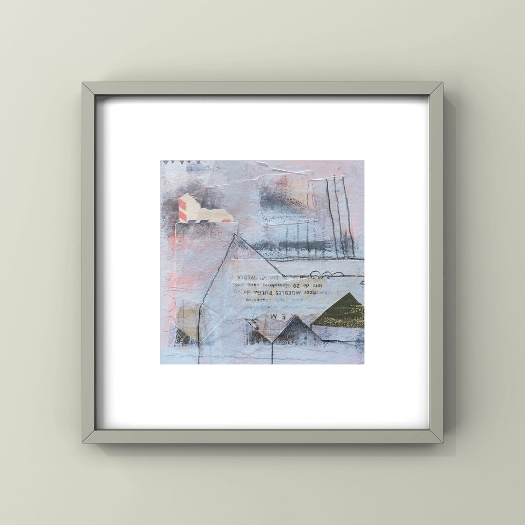 Original Abstract Painting With Little Houses, Small Artwork ...
