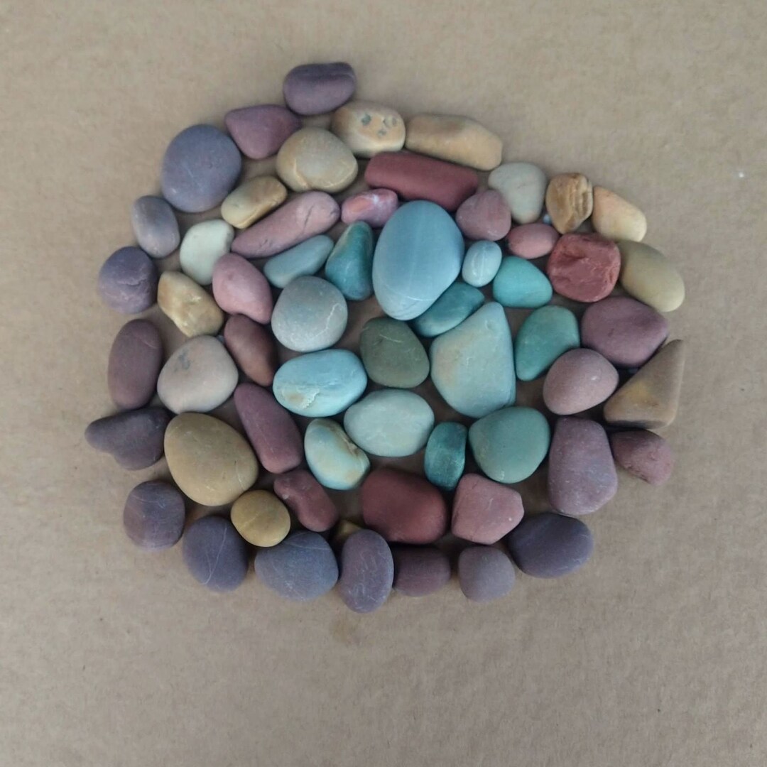 60 Flat and Full Body Brown, Green, Yellow Pebbles, Set of Small ...