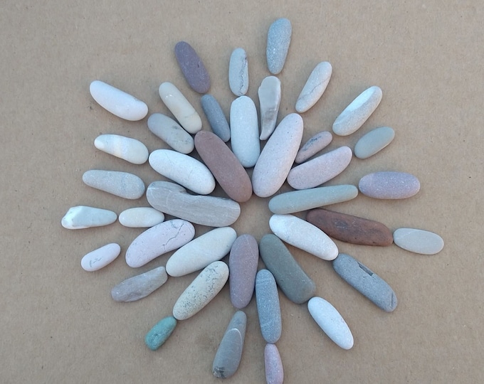 40 Flat and Raw Thin Stone Fingers, Pebbles Small Stone Sticks, Oblong ...