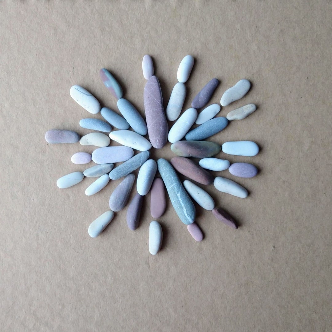 40 Flat and Raw Thin Stone Fingers, Pebbles Small Stone Sticks, Oblong ...