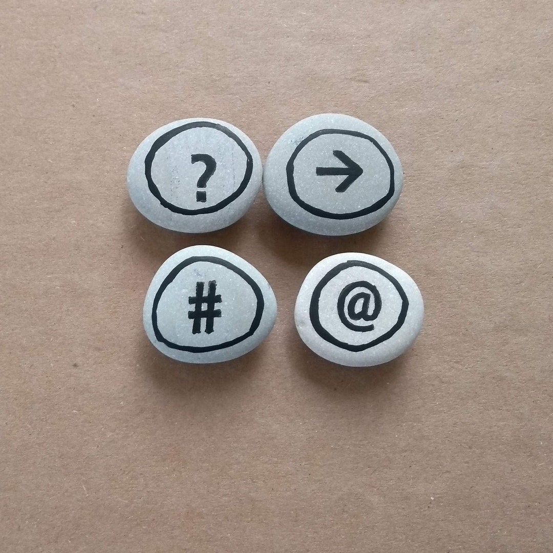 Set of 4 Stone Magnets for Office, Magnets With Office Symbols ...
