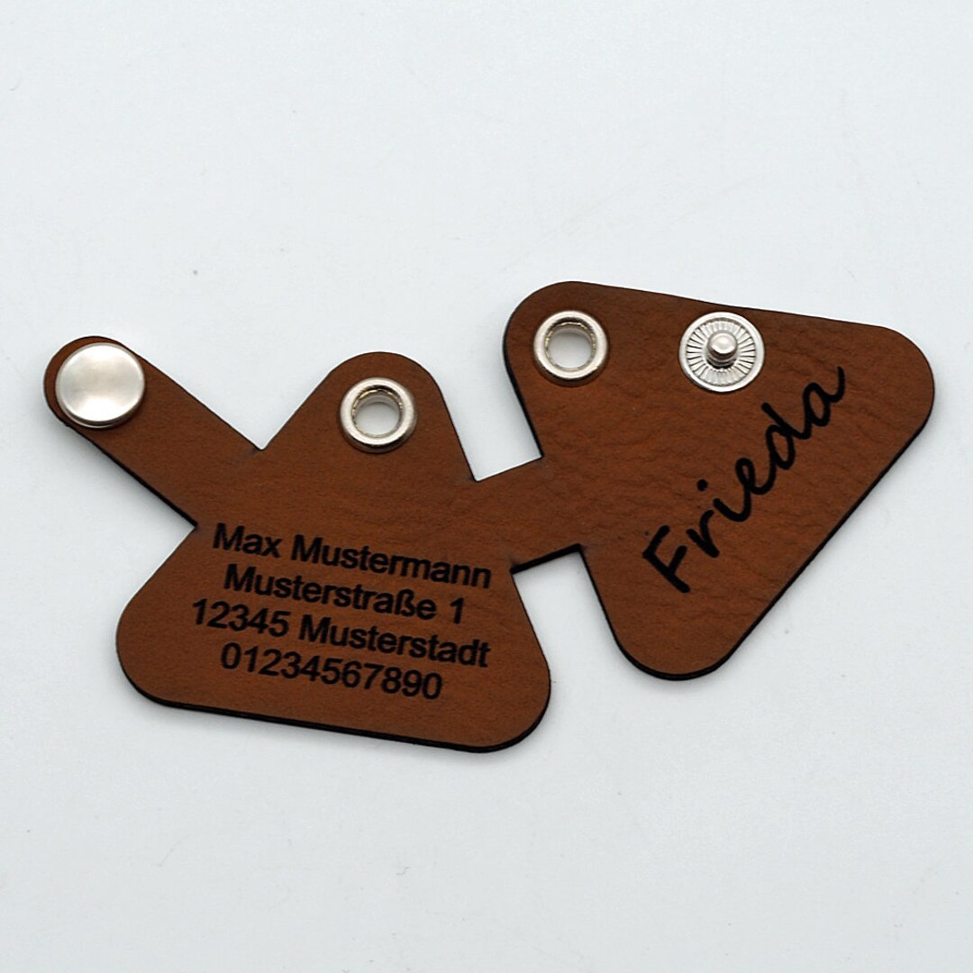 Dog Tag Bag With Snap Fastener Engraving Brown Made of Imitation ...