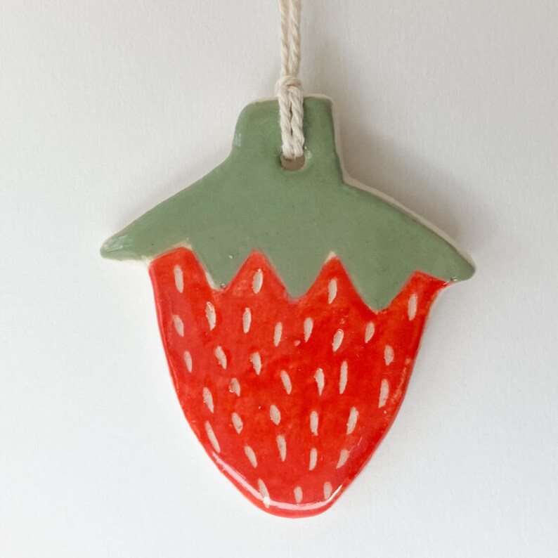 Ceramic Strawberry Fruit Ornament - Etsy