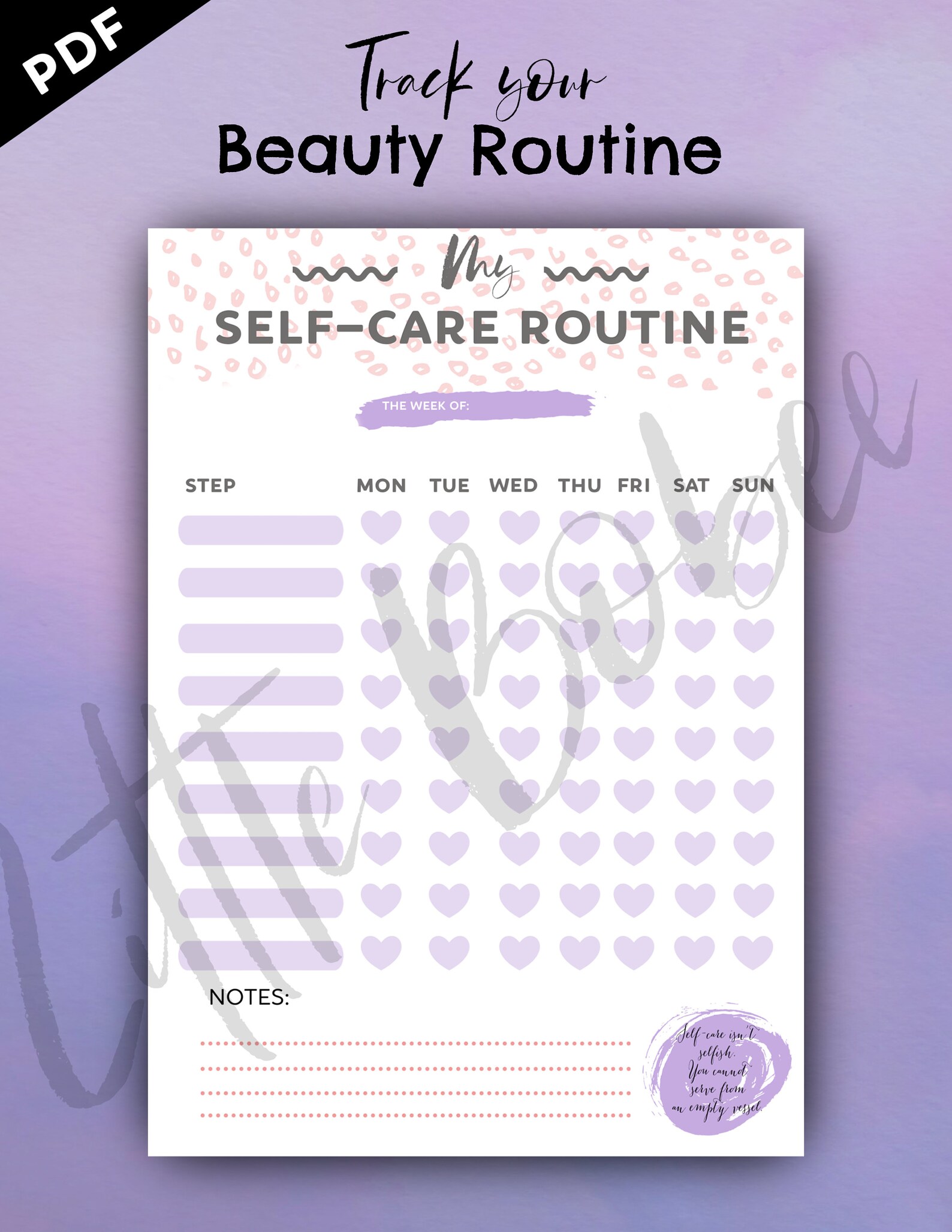 Self Care Routine Checklist Printable Digital Download Tracker, Bullet ...