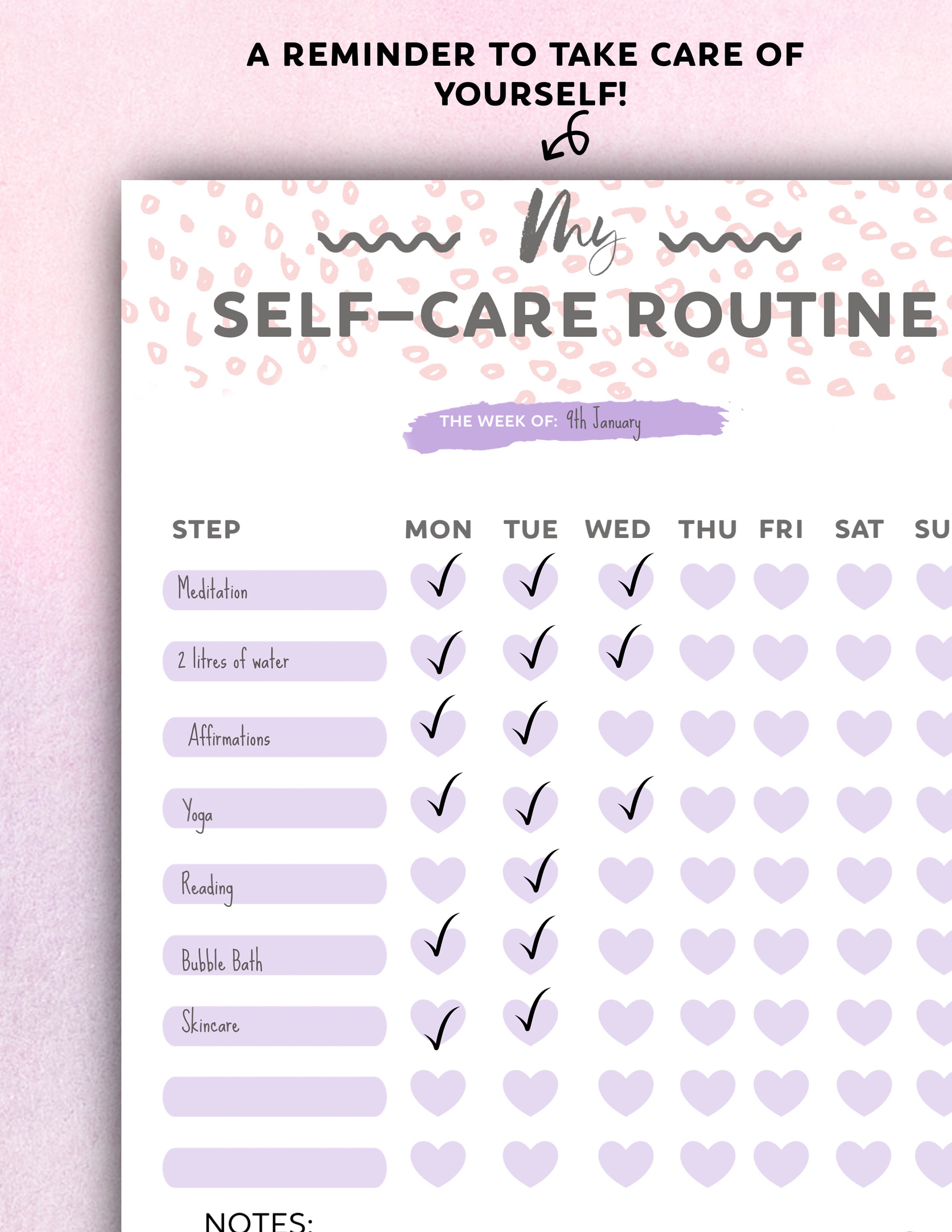 Self Care Routine Checklist Printable Digital Download Tracker, Bullet ...