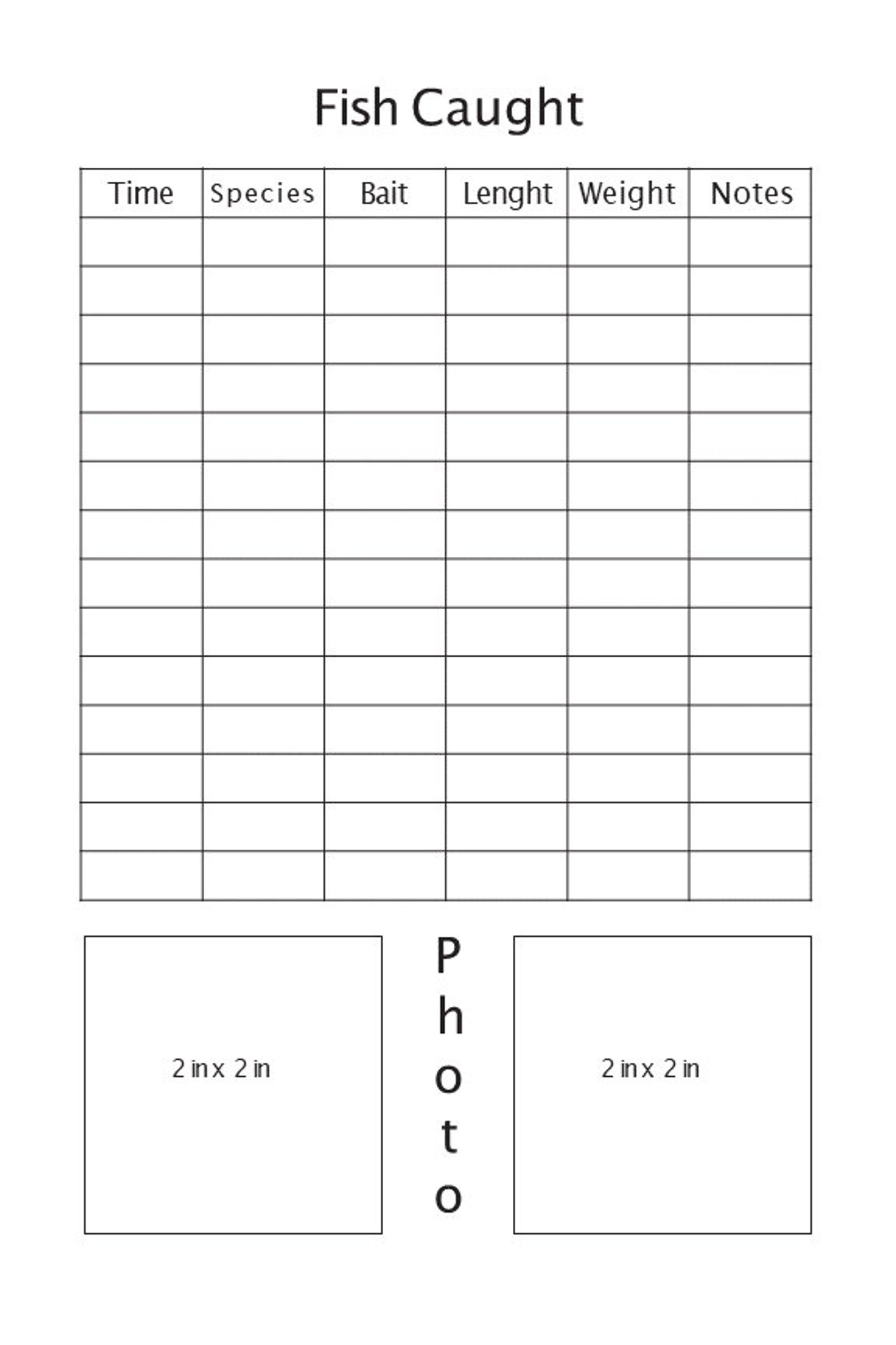 Fishing Log Book Printable/instant Access/ - Etsy