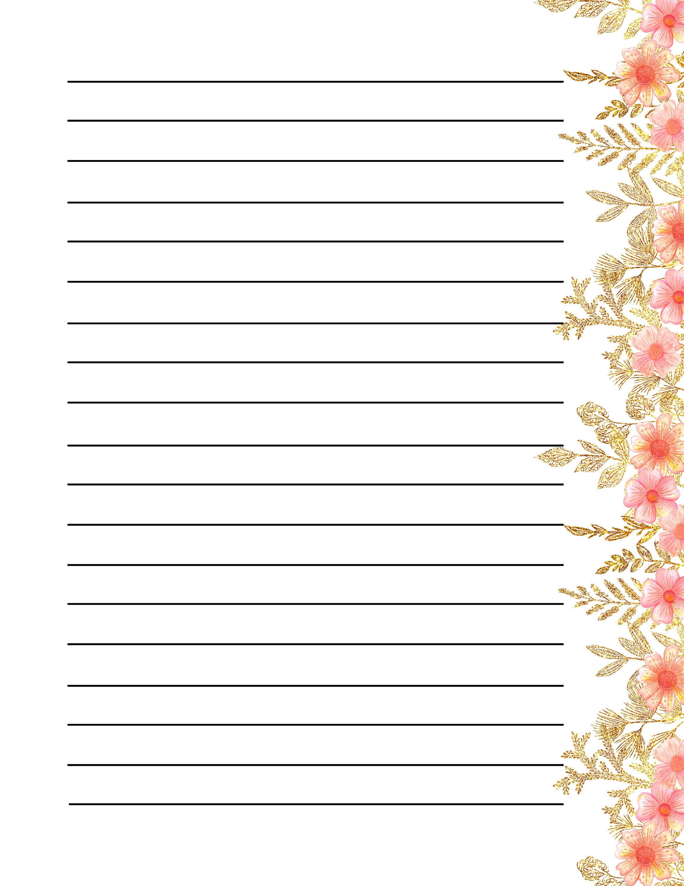 Tiny Roses Lined Paper Printable Digital Download/stationery/journal ...