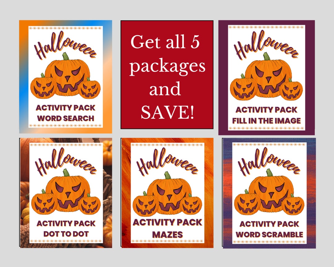 Halloween Activity Pack, for Kids and Adults, Scramble Pages, Word ...