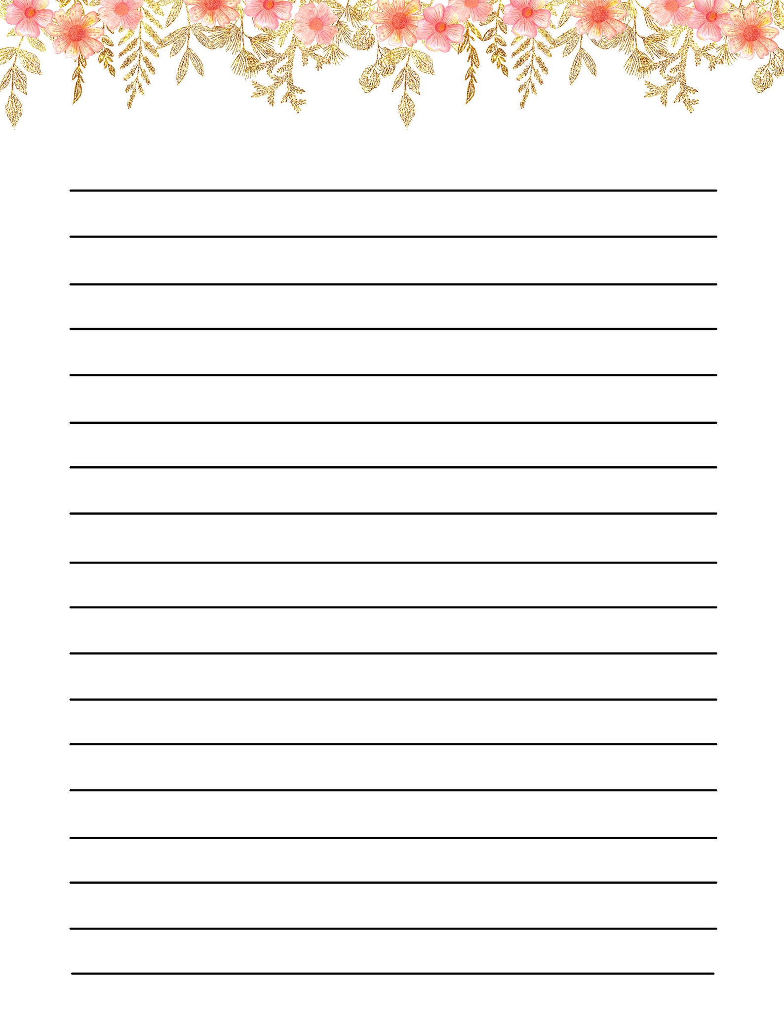 Tiny Roses Lined Paper Printable Digital Download/stationery/journal ...