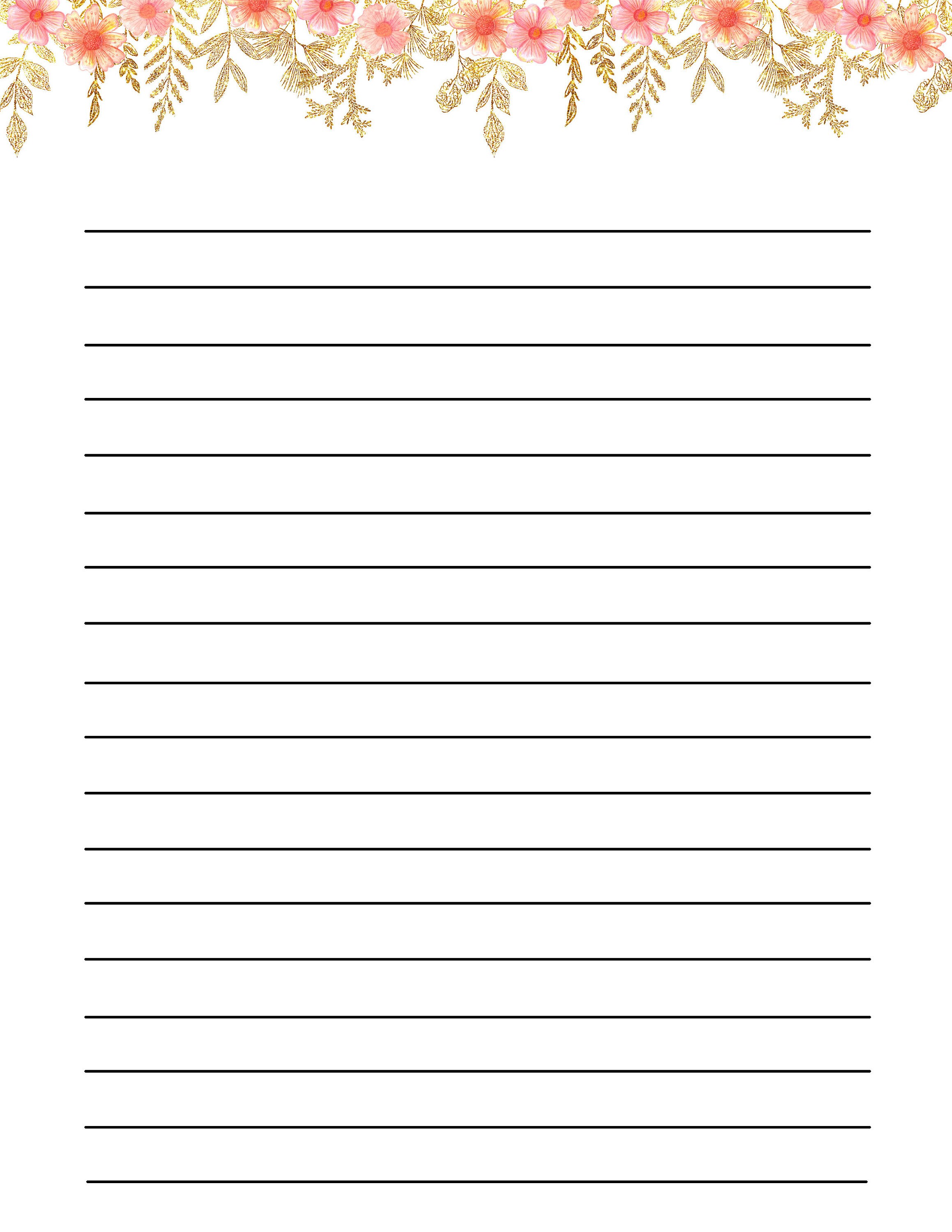 Tiny Roses Lined Paper Printable Digital Download/stationery/journal ...