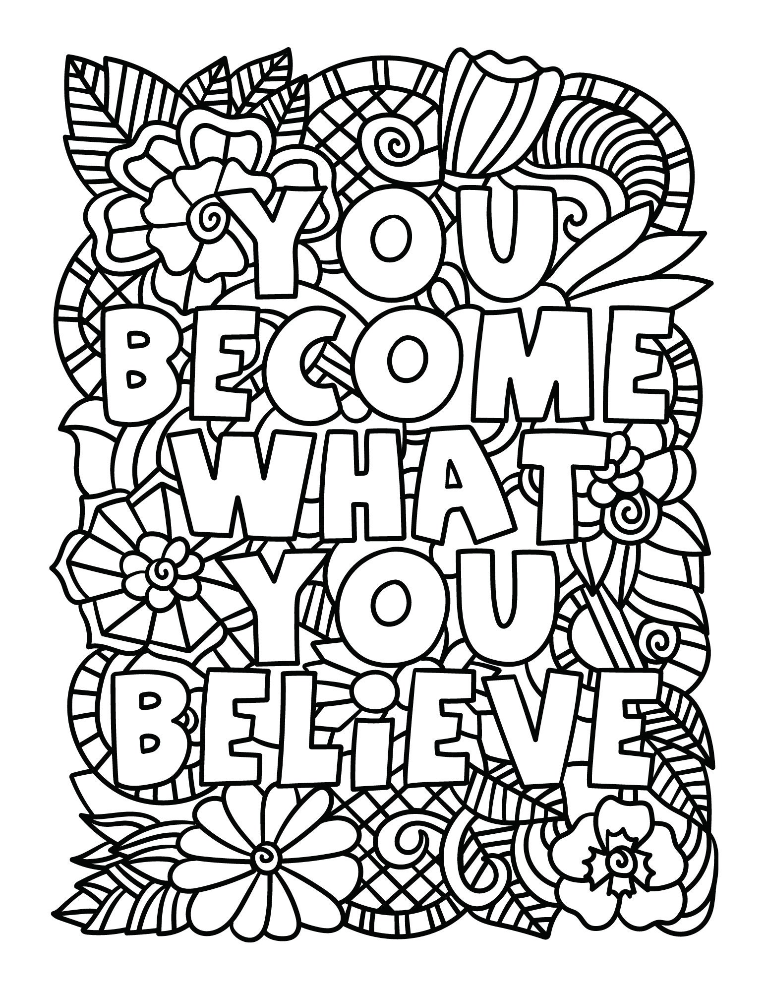 Positive Affirmations Coloring Pages, Adult Coloring, Digital Coloring ...