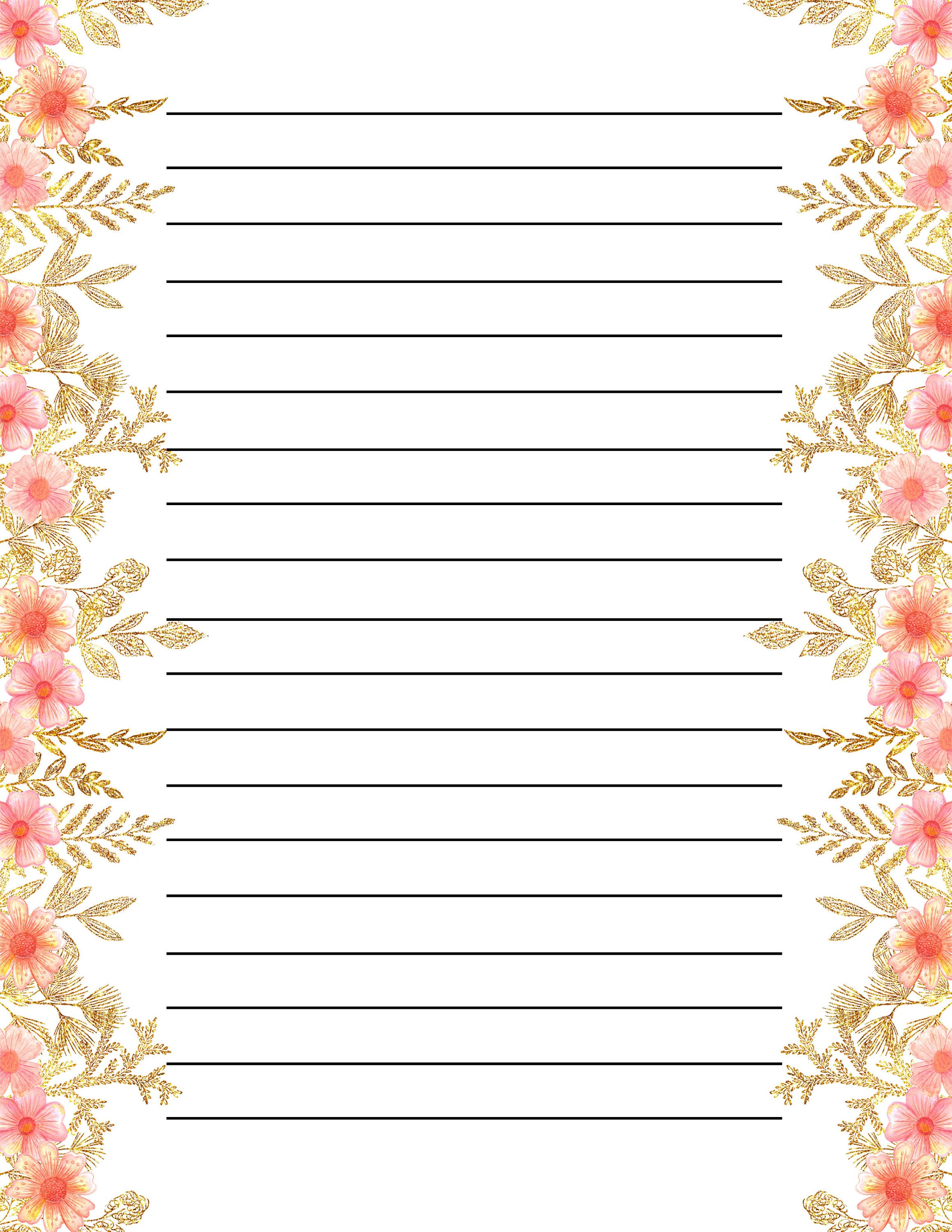 Tiny Roses Lined Paper Printable Digital Download/stationery/journal ...